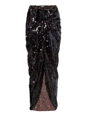 Remain Birger Christensen Asymmetric Sequined Maxi Skirt - Brown