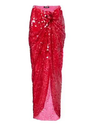 Remain Birger Christensen Asymmetric Sequined Maxi Skirt - Pink