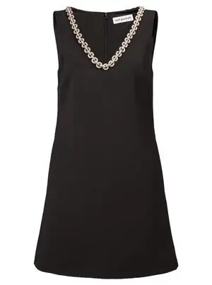 SELF-PORTRAIT Crystal-embellished Crêpe Minidress - Black
