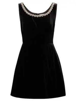SELF-PORTRAIT Crystal-embellished Velvet Minidress - Black