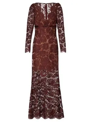 SELF-PORTRAIT Semi-sheer Lace Gown - Burgundy
