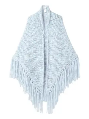 Suzie Kondi Zoofka Fringed Cashmere Shawl - Blue