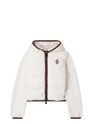 Moncler Hooded Quilted Fleece Down Jacket - White