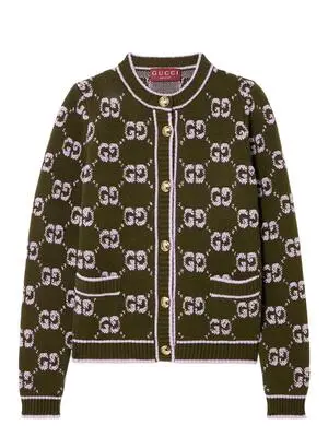 Gucci Wool-Jacquard Cardigan Black