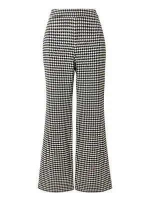 Cara Cara Christopher Houndstooth Wool-blend Wide-leg Pants - Black