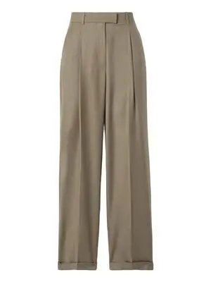 THE ROW Sorina Pleated Wool-flannel Pants - Brown