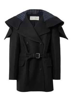 Dries Van Noten Belted Hooded Double-breasted Coat - Black