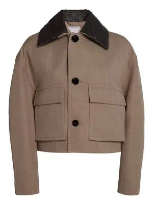 Bottega Veneta Intrecciato-collar Wool-twill Jacket - Neutral
