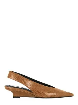 TOTEME Wedge Lizard Embossed Slingback - Tan