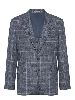 Brunello Cucinelli Alpaca-wool Check Blazer - Blue