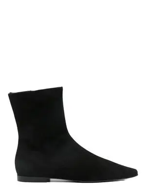 TOTEME Zipped Suede Pointed-toe Boots - Black