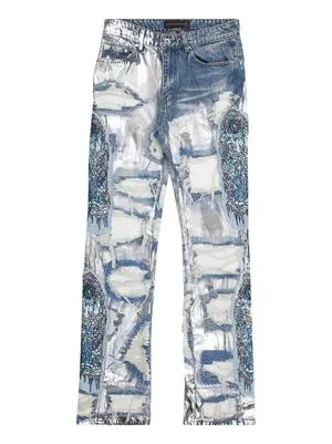 WHO DECIDES WAR All Over Embroidery Jeans - Blue