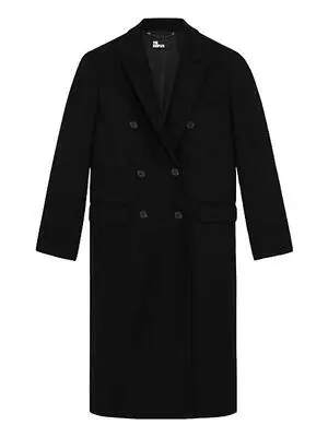The Kooples Peak-lapel Double-breasted Wool-blend Coat - Black