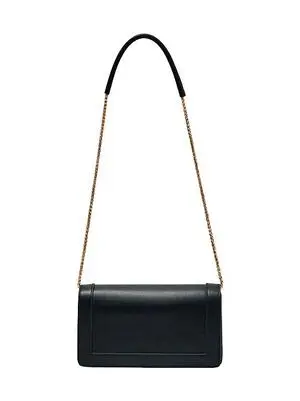 REISS Leather Cross-Body Bag With Chain Strap