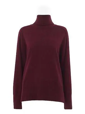 Whistles Cashmere Knitted Turtleneck Jumper - Plum/claret
