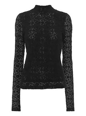 Whistles High-neck Stretch-lace Top - Black