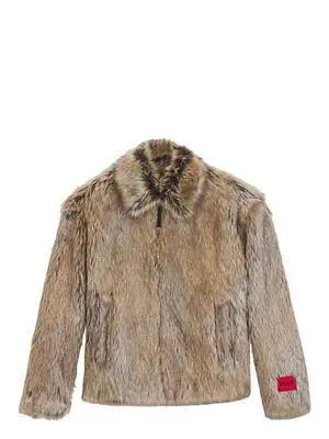 Hugo Faux-fur Relaxed Fit Jacket - Light/pastel Brown
