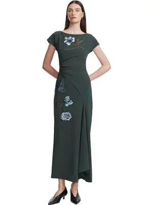 Lela Rose Cord Embroidered Cascade Dress - Floral
