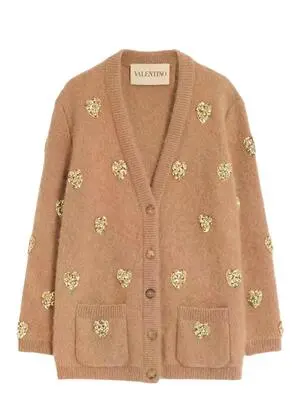 Valentino Garavani Heart-embellished Cardigan - Neutrals