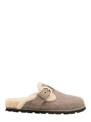 STUART WEITZMAN Shearling-lined Twill Mules - Taupe