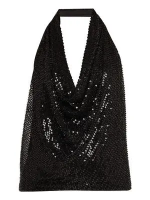 Ramy Brook Alice Sequined Halter Blouse Black