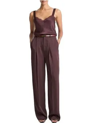 Vince Satin Pleated Wide-leg Trouser - Natural