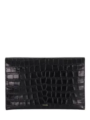 Vince Croc-effect Leather Bifold Clutch - Black
