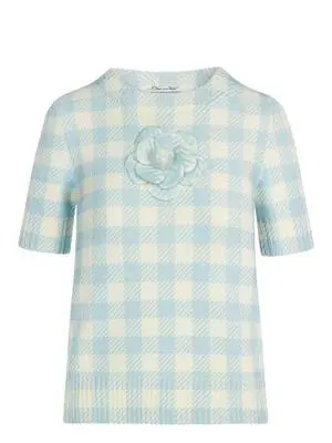 Oscar De La Renta Gingham Pullover With Appliqu - Floral