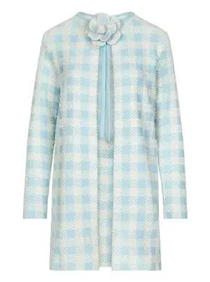 Oscar De La Renta Gingham Jacquard Coat With Appliqu - Floral