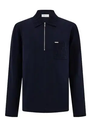 FERRAGAMO Long Sleeved Polo Shirt - Navy