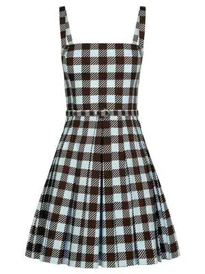 Oscar De La Renta Gingham Cotton Poplin Mini Dress - Blue