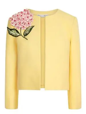 Oscar De La Renta Porcelain Flower Embroidered Jacket - Red