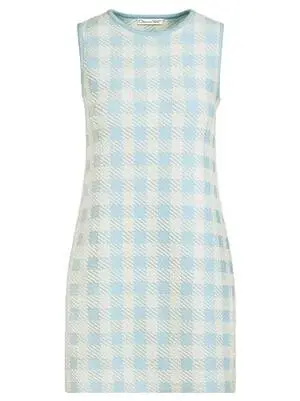 Oscar De La Renta Gingham Jacquard Shift Dress - Blue