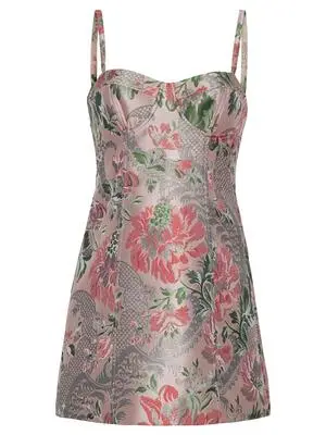 Cara Cara Claudine Bustier Mini Dress - Jacquard Pink Flower