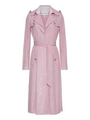 Cara Cara Alpine Sequined Trench Coat - Pink Sequin