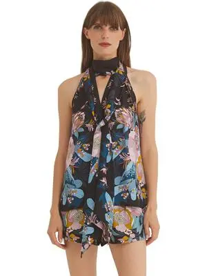 Cara Cara Sundance Halter Blouse - Lush Bouquet Black