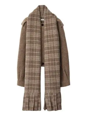 Burberry Detachable Scarf Wool-blend Jacket - Biscuit Beige