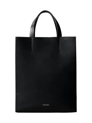 Calvin Klein Leather Tote Bag - Black