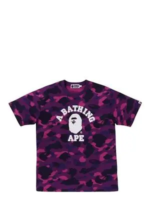 A BATHING APE Camo College Tee Shirt - Purple
