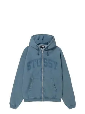 StÜssy Faded Graphic Zip Hoodie - Washed Navy Blue