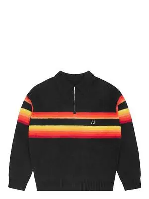 CORTEIZ Gradient Half Knit Zip Pullover - Black