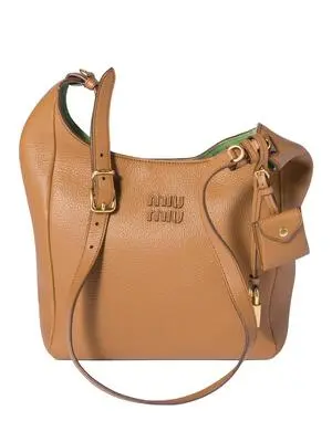 Miu Miu Leather Bucket Bag - Caramel/larch Green