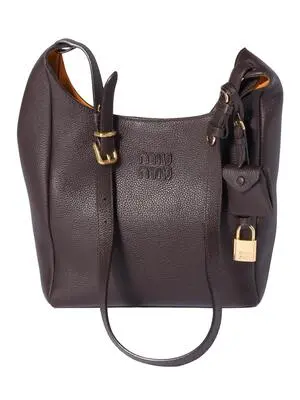 Miu Miu Leather Bucket Bag - Dark Brown/papaya