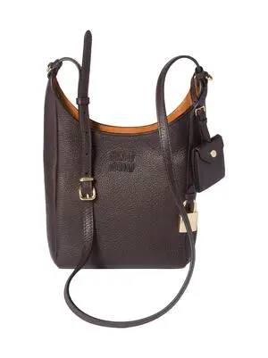 Miu Miu Leather Bucket Bag - Dark Brown/papaya