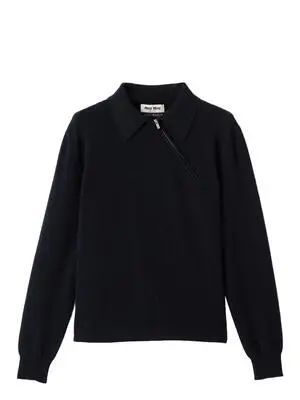 Miu Miu Cashmere Polo Shirt - Navy