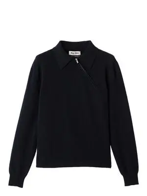Miu Miu Cashmere Polo Shirt - Navy