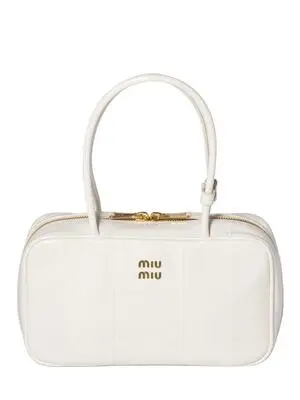 Miu Miu Leather Bag With Gold-tone Hardware - White