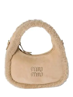 Miu Miu Wander Shearling Bag - Sand Beige