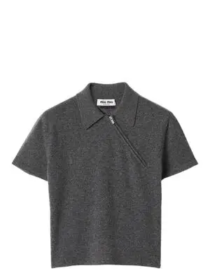 Miu Miu Cashmere Polo Shirt - Slate Gray