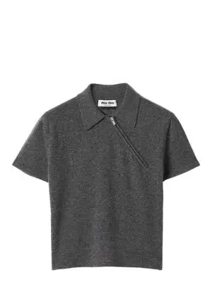 Miu Miu Cashmere Polo Shirt - Slate Gray
